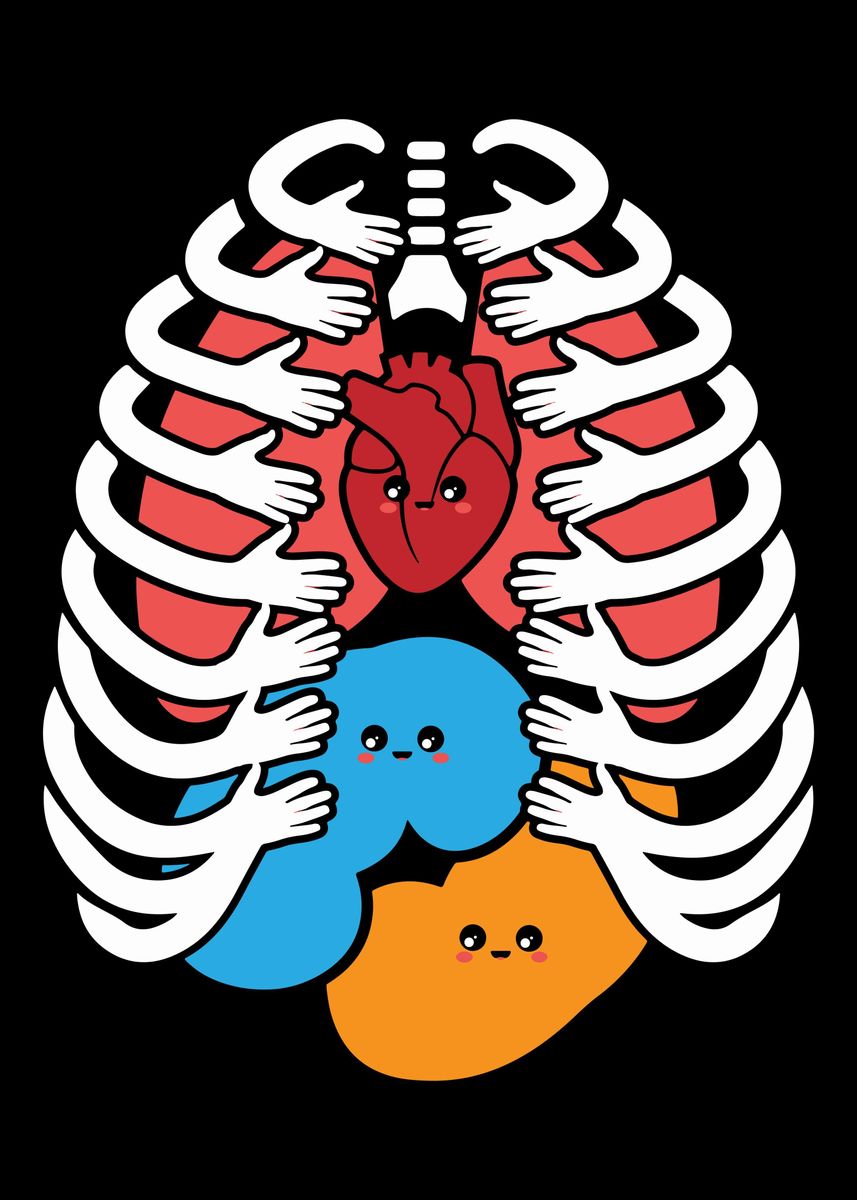 'Cute Human Anatomy Body Pa' Poster, picture, metal print, paint by ...