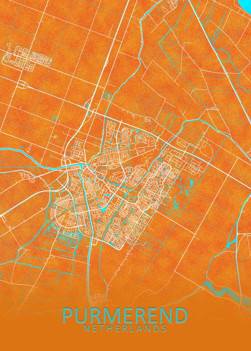 'Purmerend Netherlands' Poster, picture, metal print, paint by City Map ...