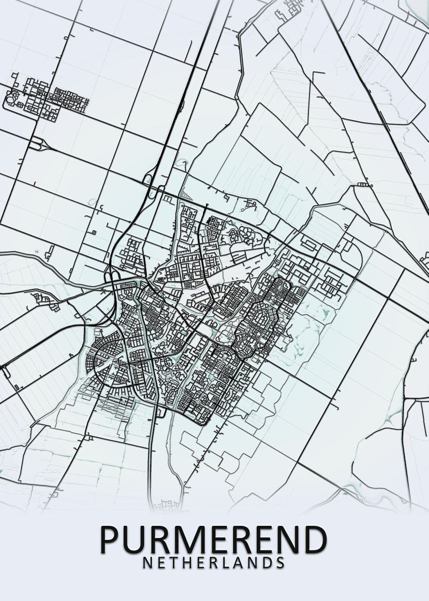 'Purmerend Netherlands' Poster, picture, metal print, paint by City Map ...