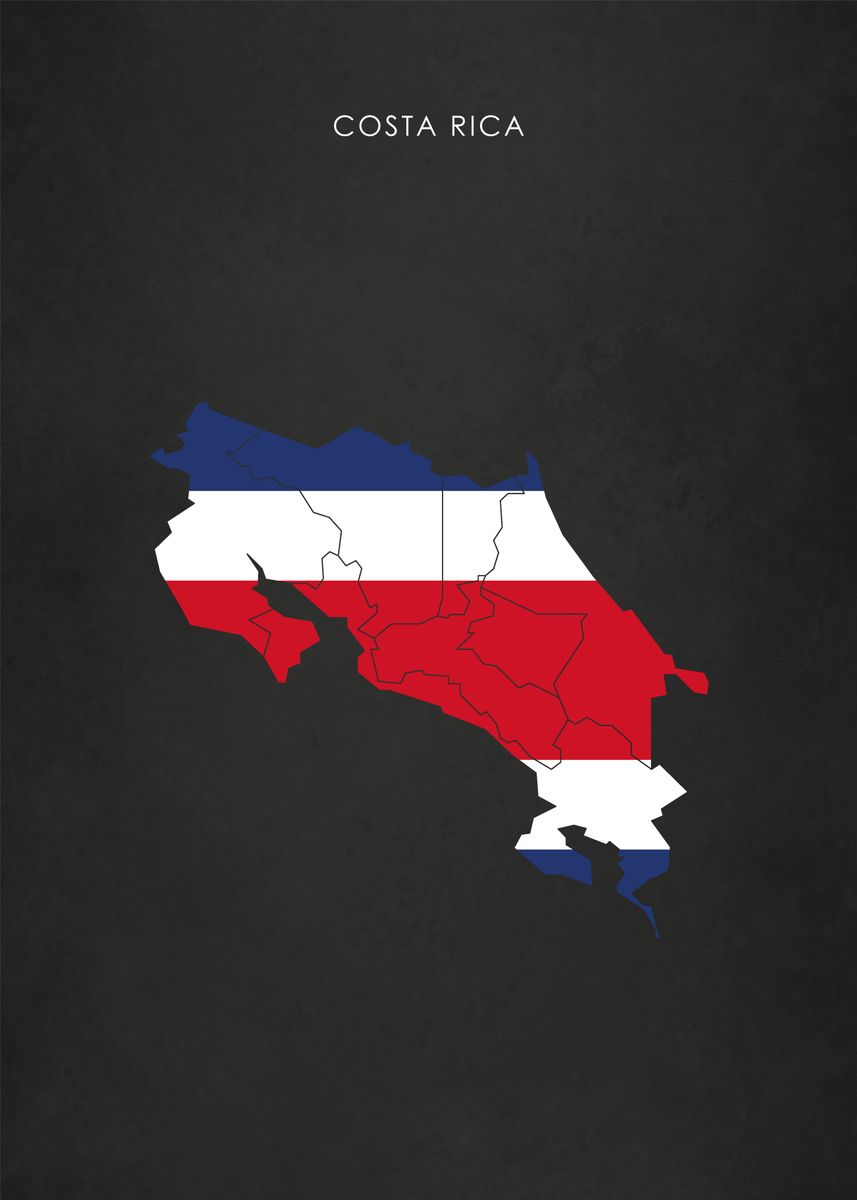 'Costa Rica Flag Map' Poster by Alo | Displate