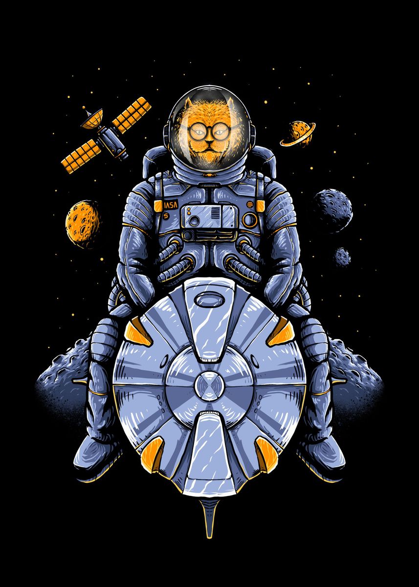 'cat occupy to mars' Poster, picture, metal print, paint by sober ...