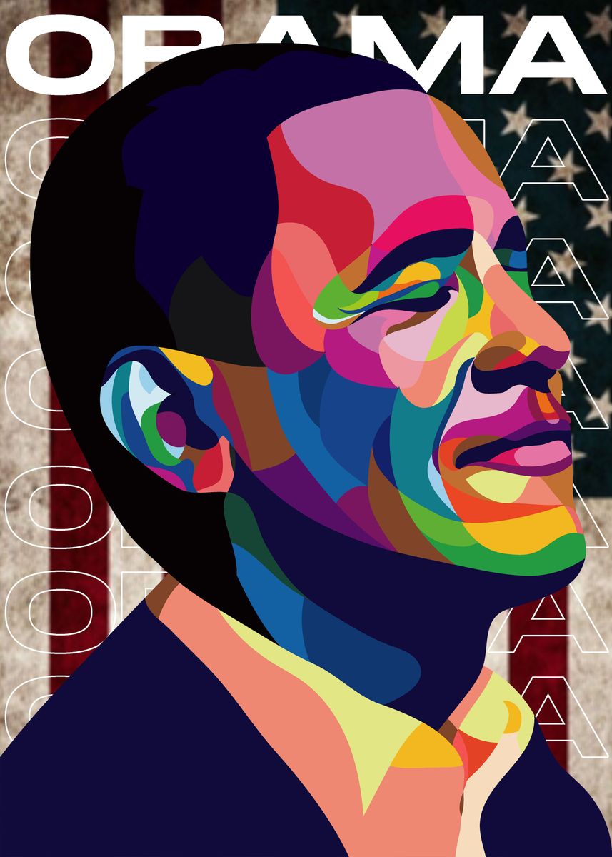'OBAMA IN COLORFUL POPART 2' Poster, picture, metal print, paint by ...