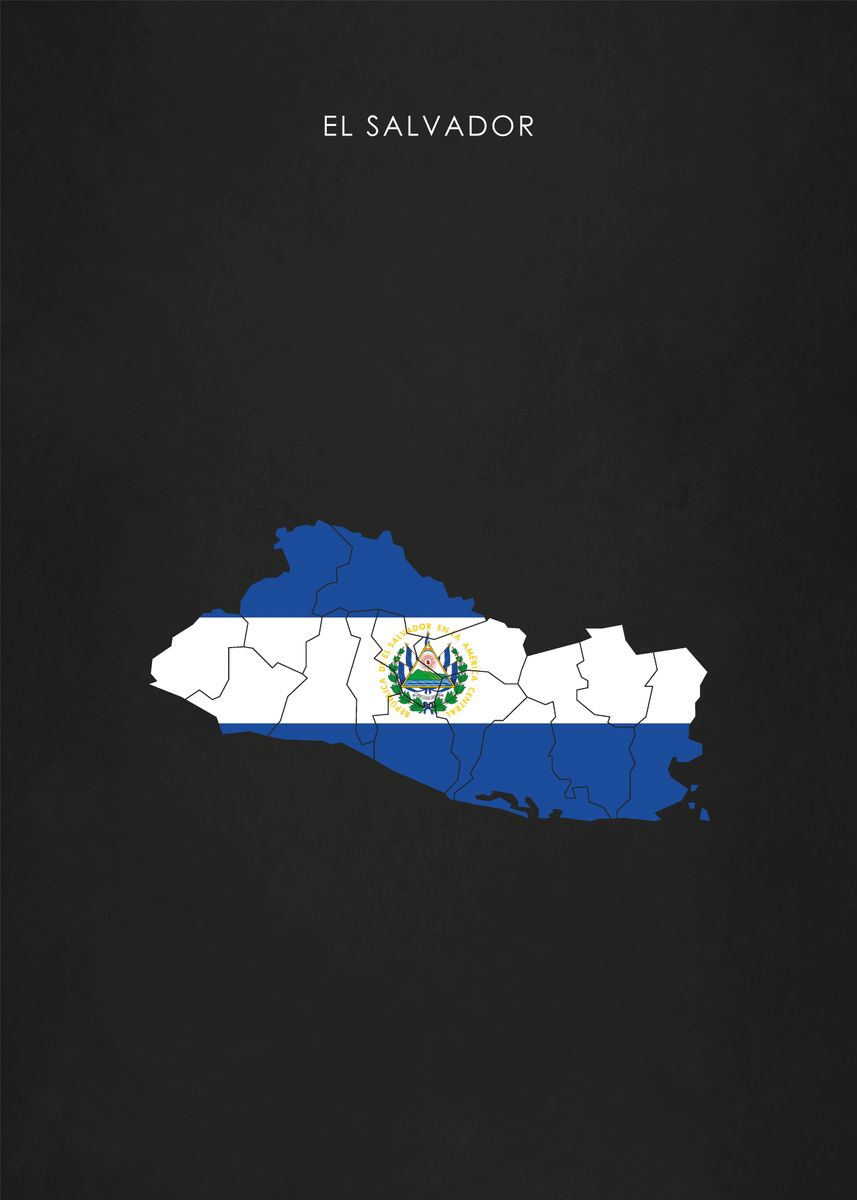 'El Salvador Flag Map' Poster by Alo | Displate