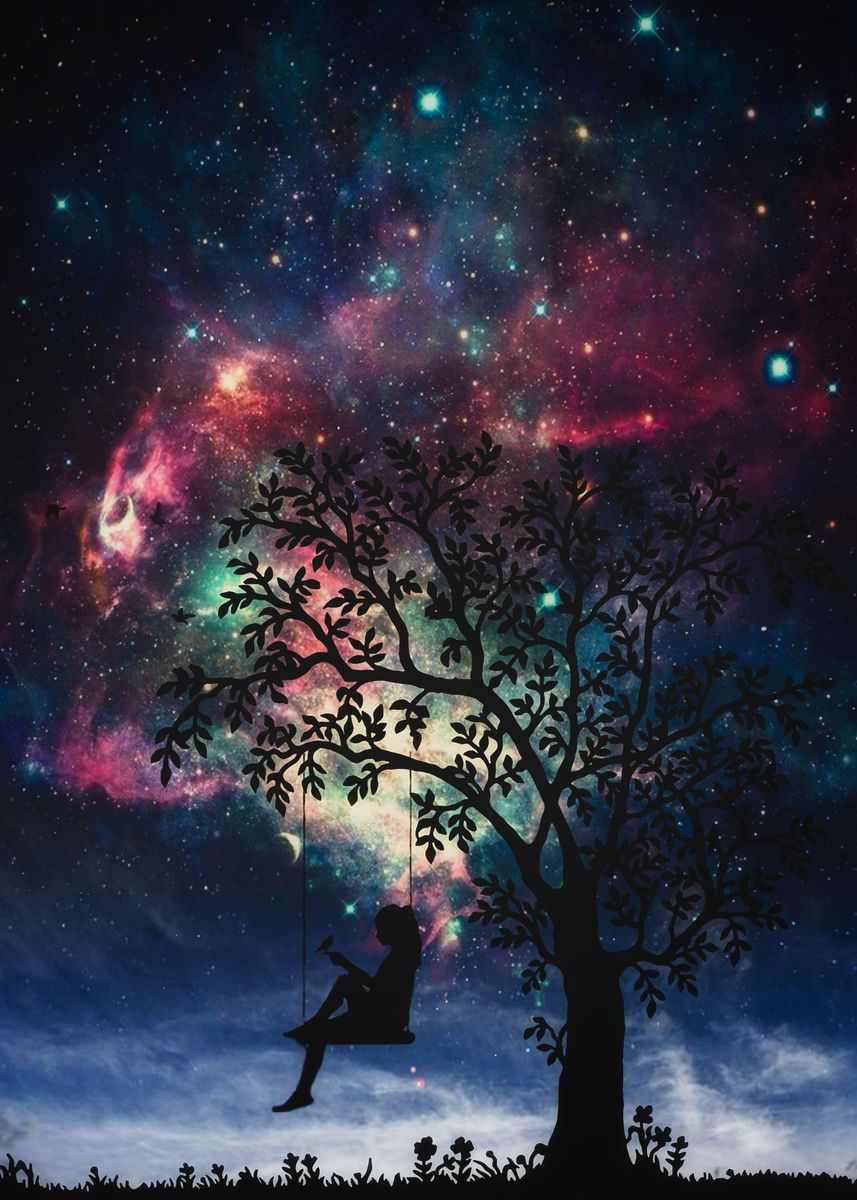 'Ladybird Swing with Cosmos' Poster, picture, metal print, paint by Gen ...