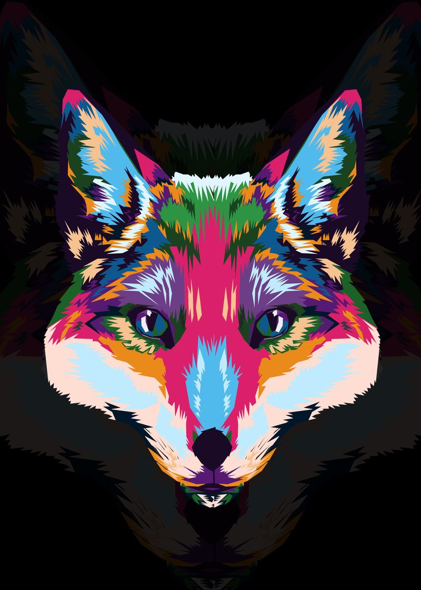 'FOX WPAP' Poster, picture, metal print, paint by INSPIRE COLLECTION ...