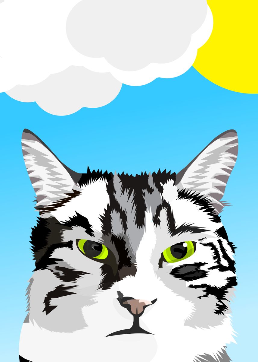 'Grisou the Cat' Poster, picture, metal print, paint by Floppo | Displate