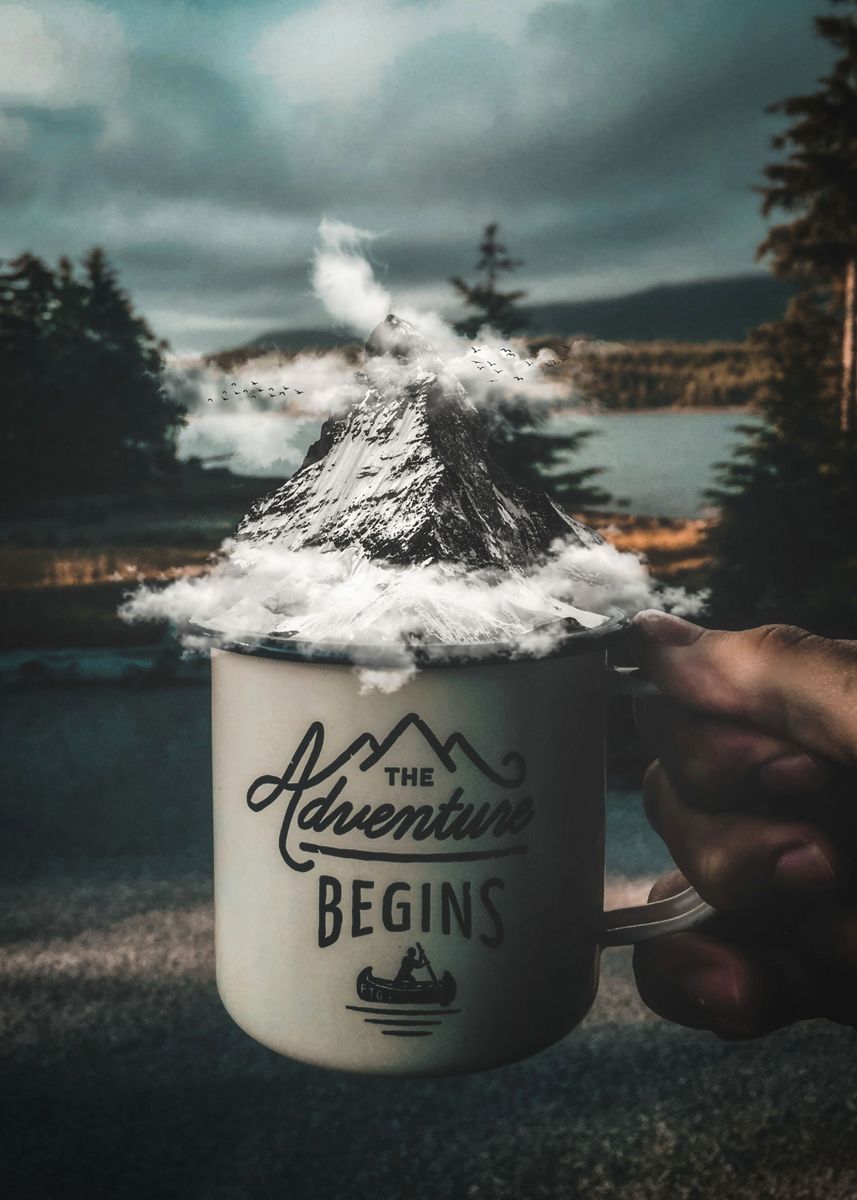 'Mountain Cup of Adventures' Poster, picture, metal print, paint by Gen ...