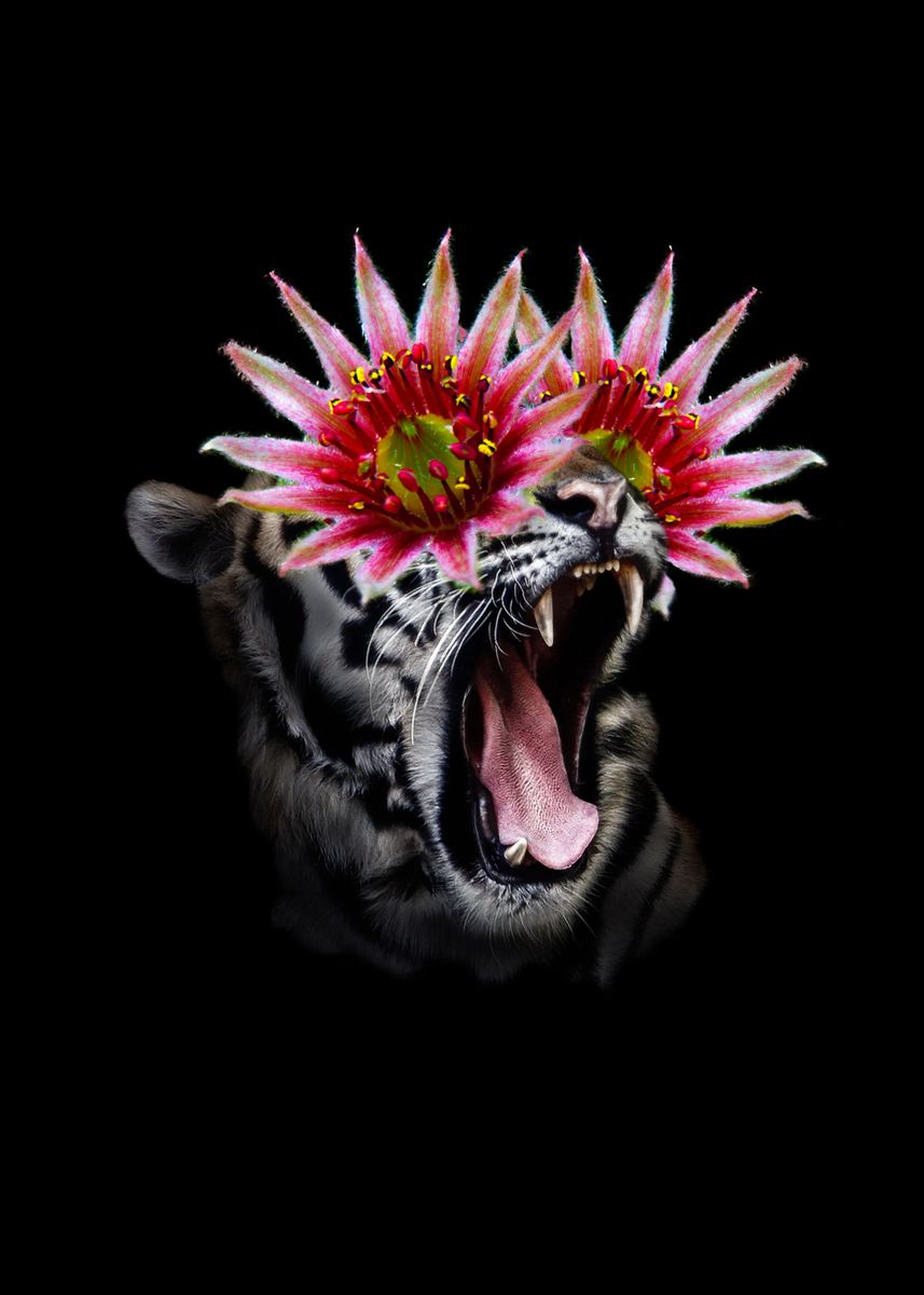 'Shocked Tiger Collage' Poster by Shamila B | Displate