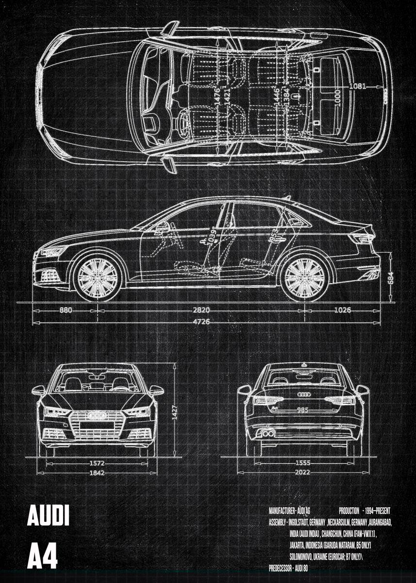 'Audi A4' Poster, picture, metal print, paint by ZART DESIGN | Displate