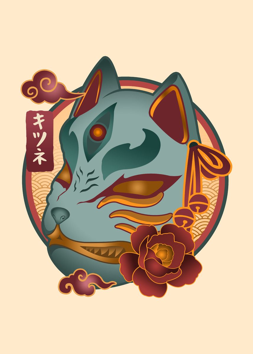 'Kitsune' Poster, picture, metal print, paint by Hiro Labs | Displate