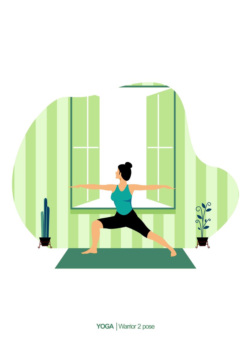 'YOGA Warrior 2 pose' Poster, picture, metal print, paint by Izmo ...