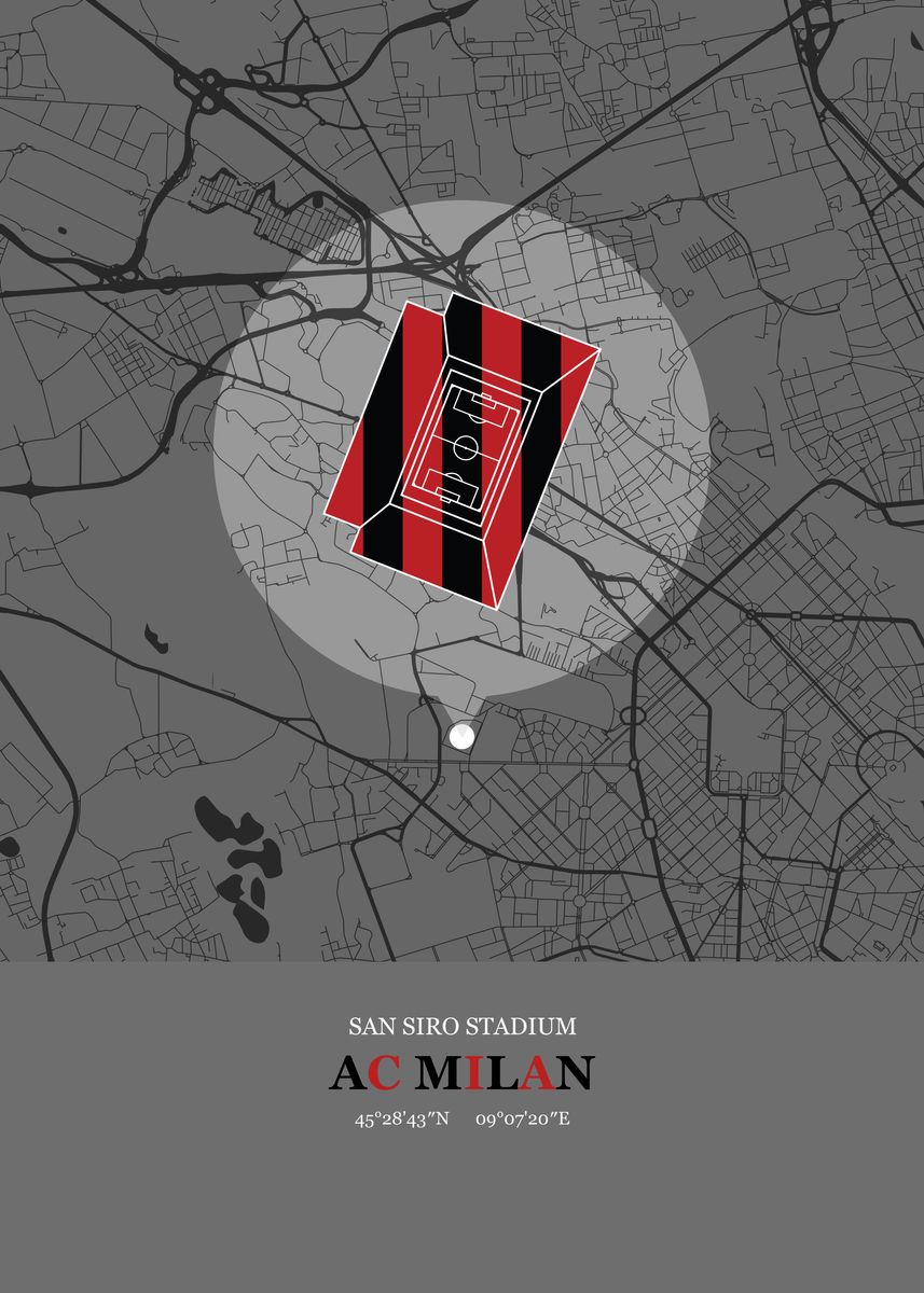 'AC Milan Stadium San Siro' Poster, picture, metal print, paint by Dany ...