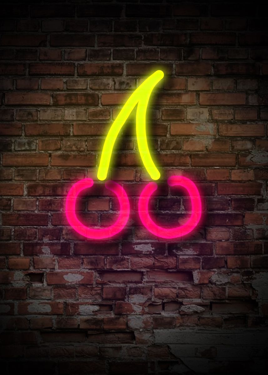 'Neon Cherries' Poster by NAKU | Displate