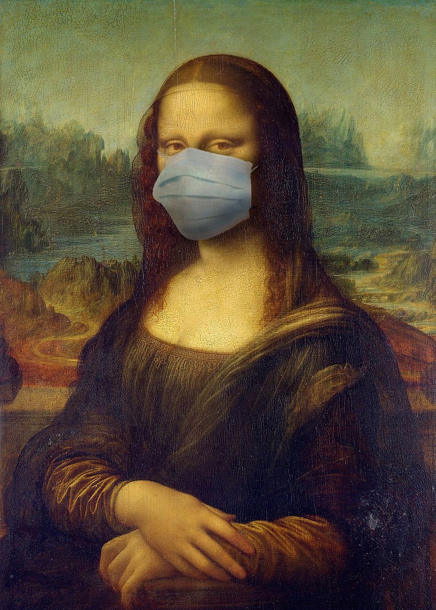 'Mona Lisa with facemask' Poster, picture, metal print, paint by ...