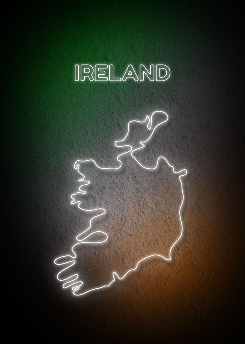 'Neon Ireland' Poster, picture, metal print, paint by Lawry Designs ...