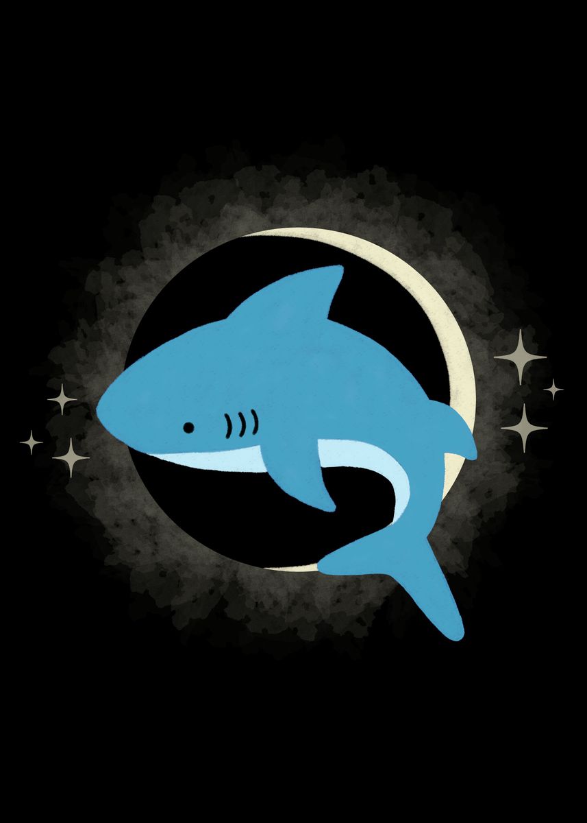 'Shark Solar Eclipse' Poster, picture, metal print, paint by Alexander ...