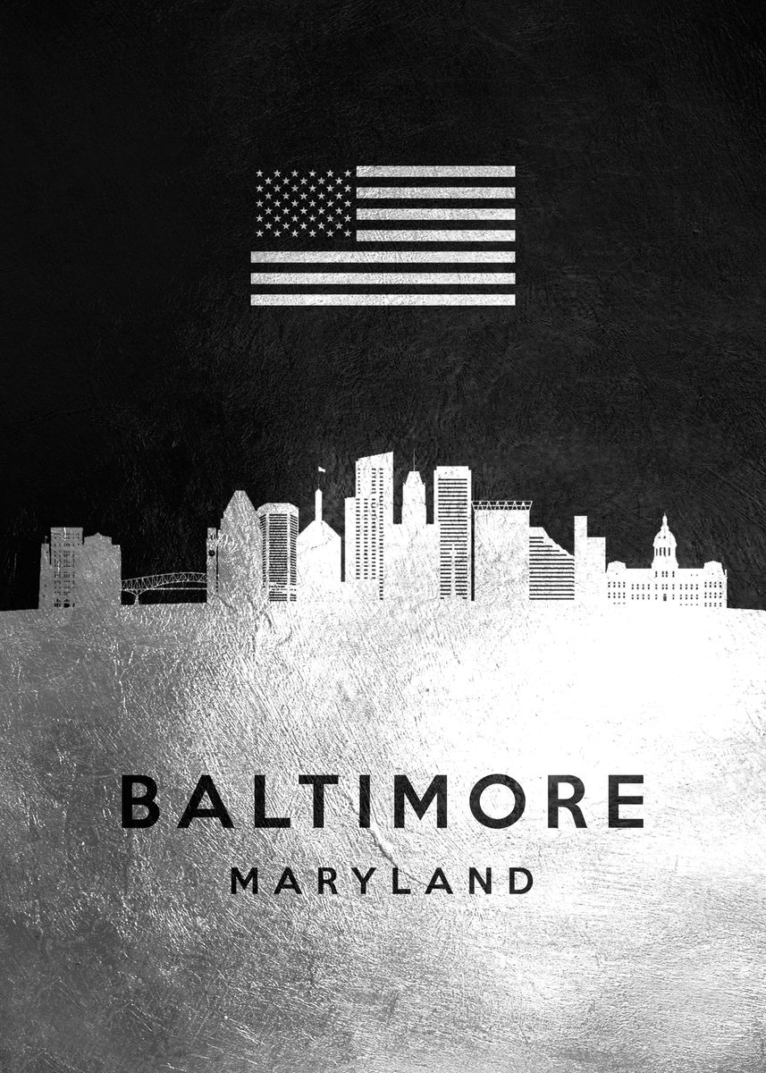 'Baltimore Maryland Skyline' Poster, picture, metal print, paint by ...