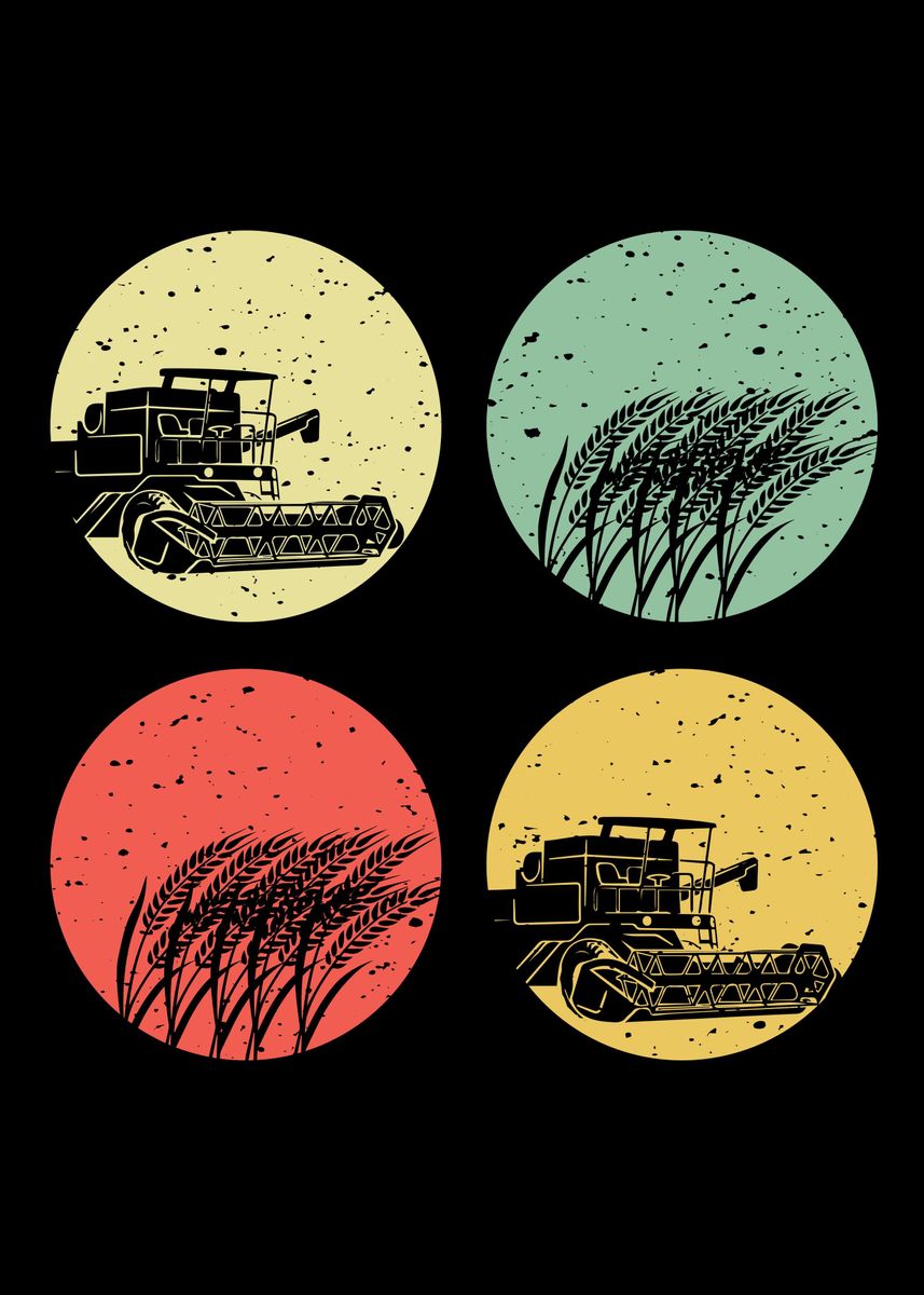 'Combine Harvester Powerful' Poster by Bernie Bernecker | Displate