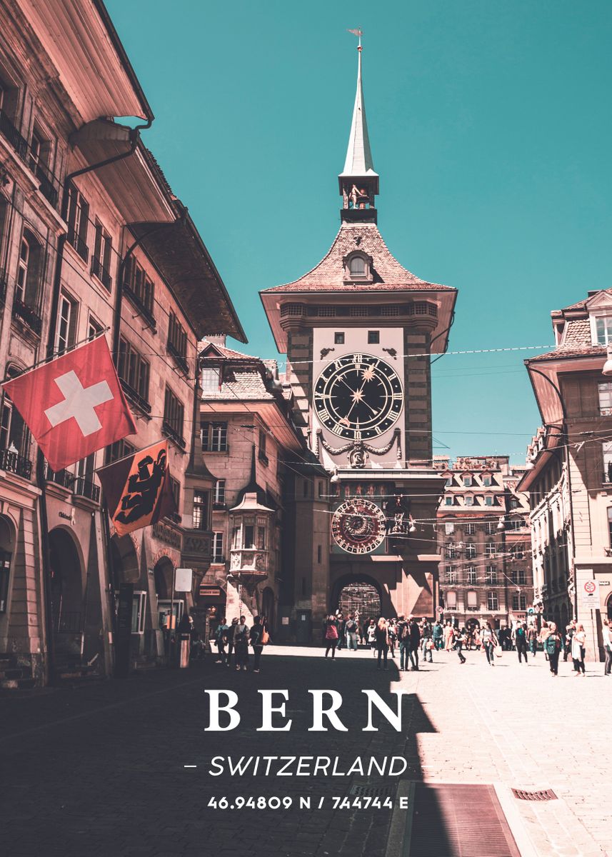 'Bern Coordinates Art' Poster, picture, metal print, paint by Lea ...