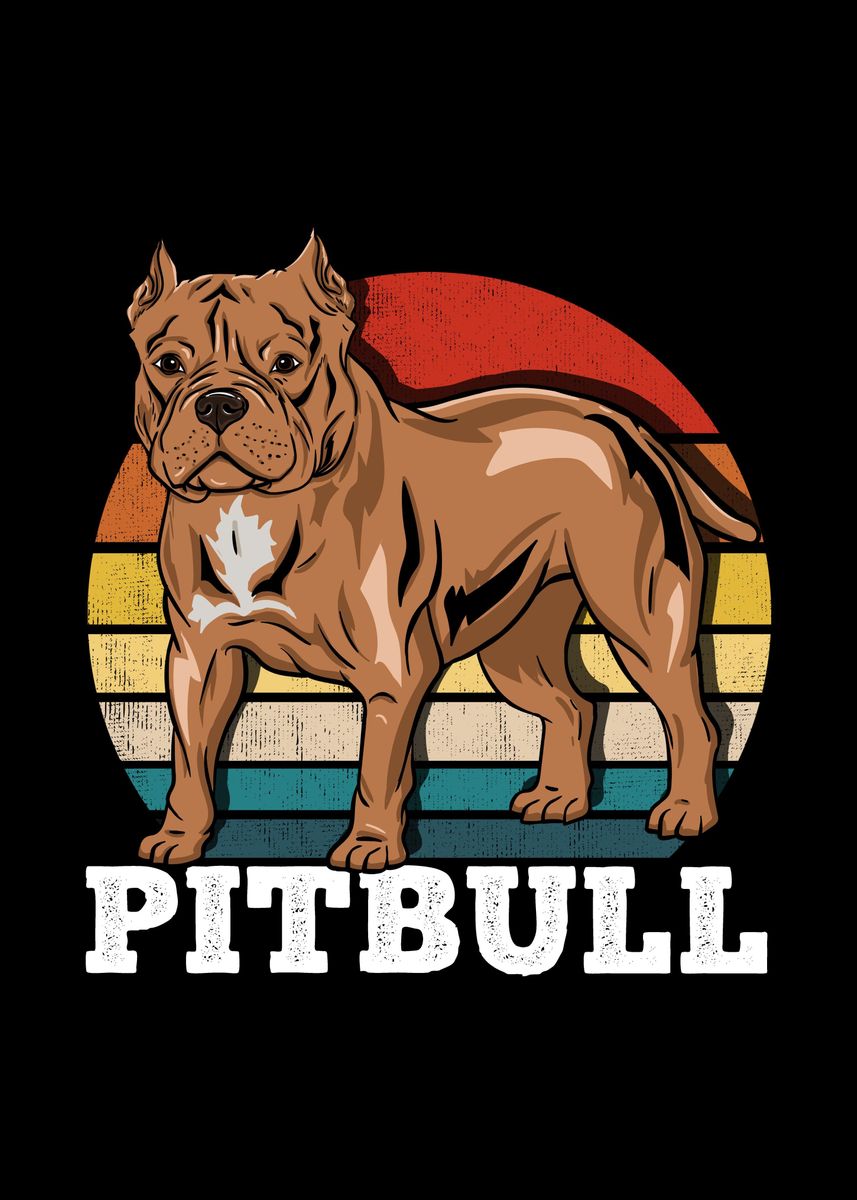 'Pitbull Dog Lover Retro' Poster by Mealla | Displate