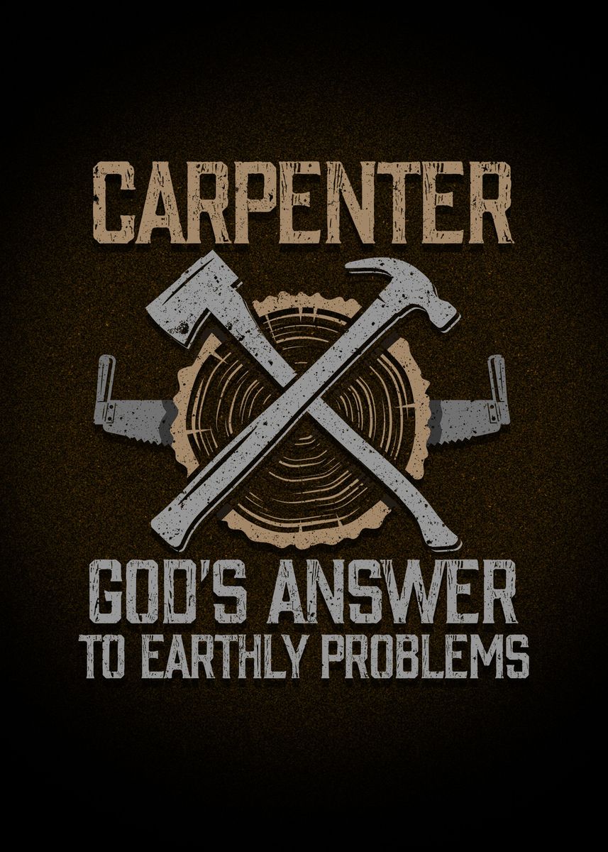 'Funny Carpenter Woodworker' Poster, picture, metal print, paint by ...