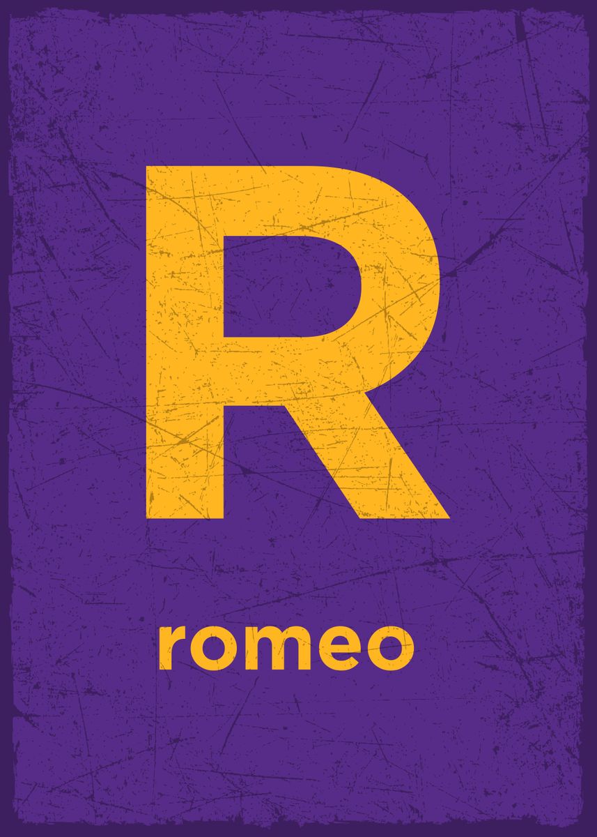'R is for romeo' Poster, picture, metal print, paint by Exclusive Metal ...