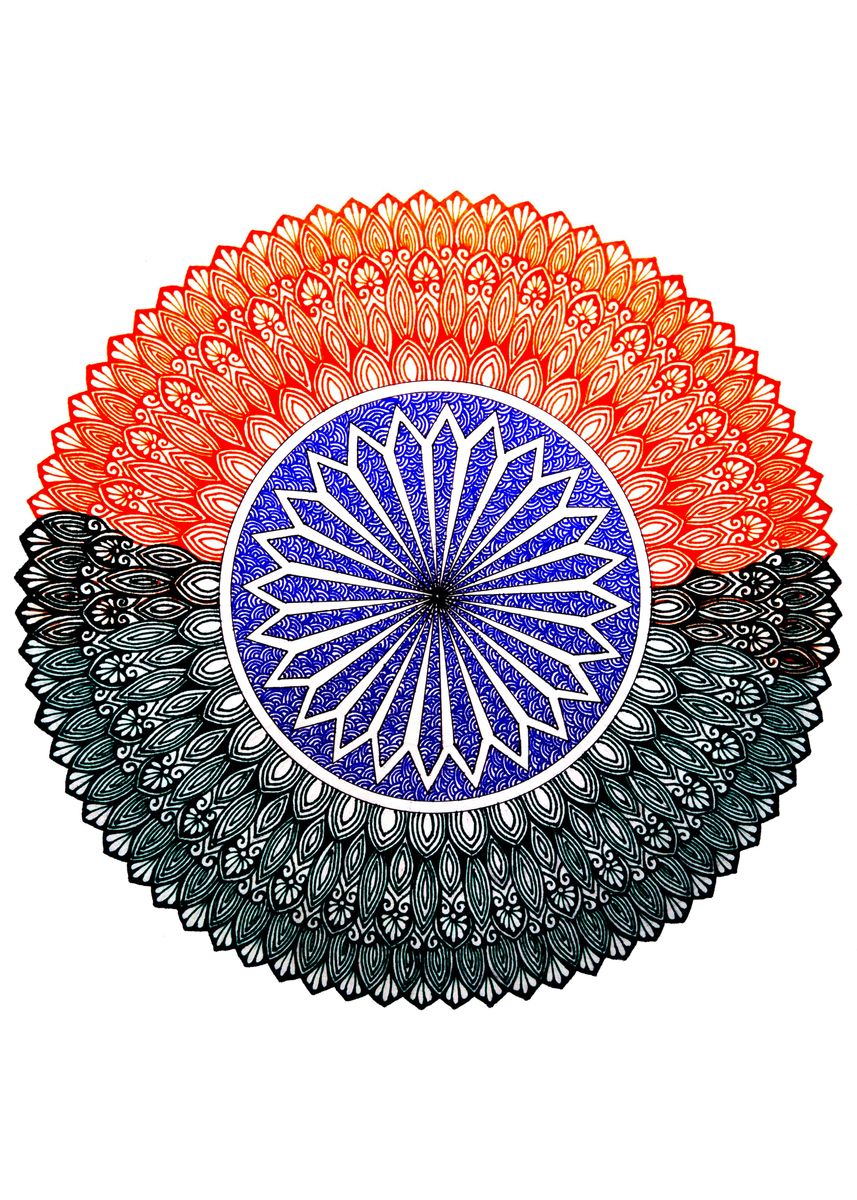 'Indian Flag Mandala' Poster, picture, metal print, paint by Sowmya ...