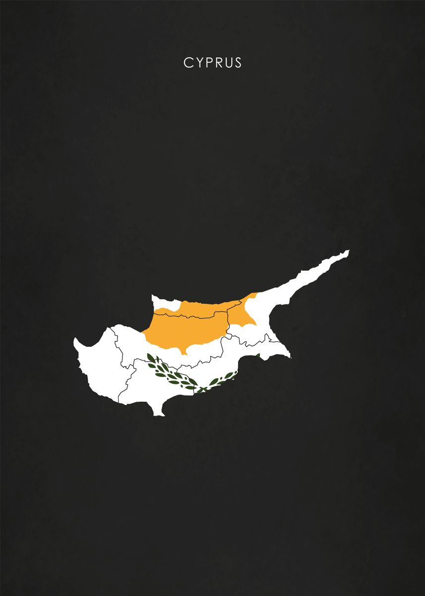 'Cyprus Flag Map Poster' Poster by Alo | Displate