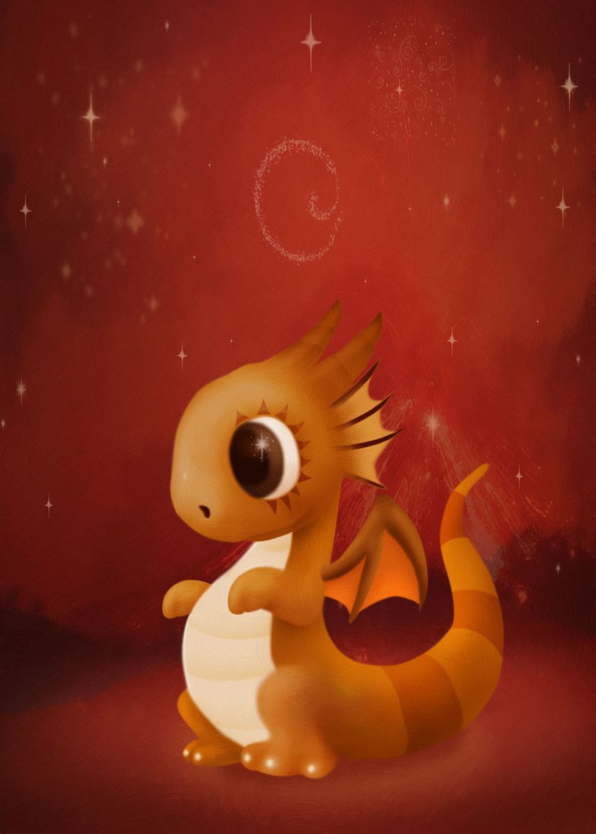 'The little red dragon' Poster, picture, metal print, paint by David ...