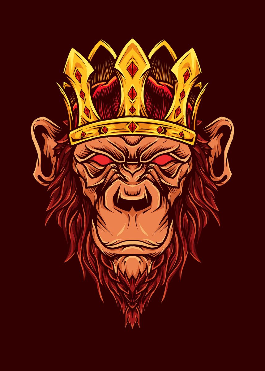 'Chimp King' Poster, picture, metal print, paint by Muhamad Sayid ...
