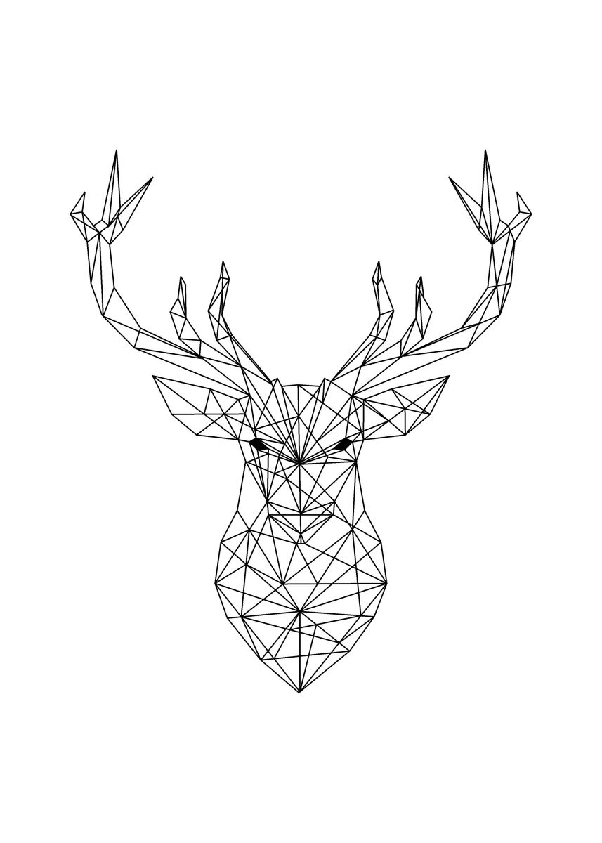 'Geometric Deer' Poster, picture, metal print, paint by PlusX | Displate