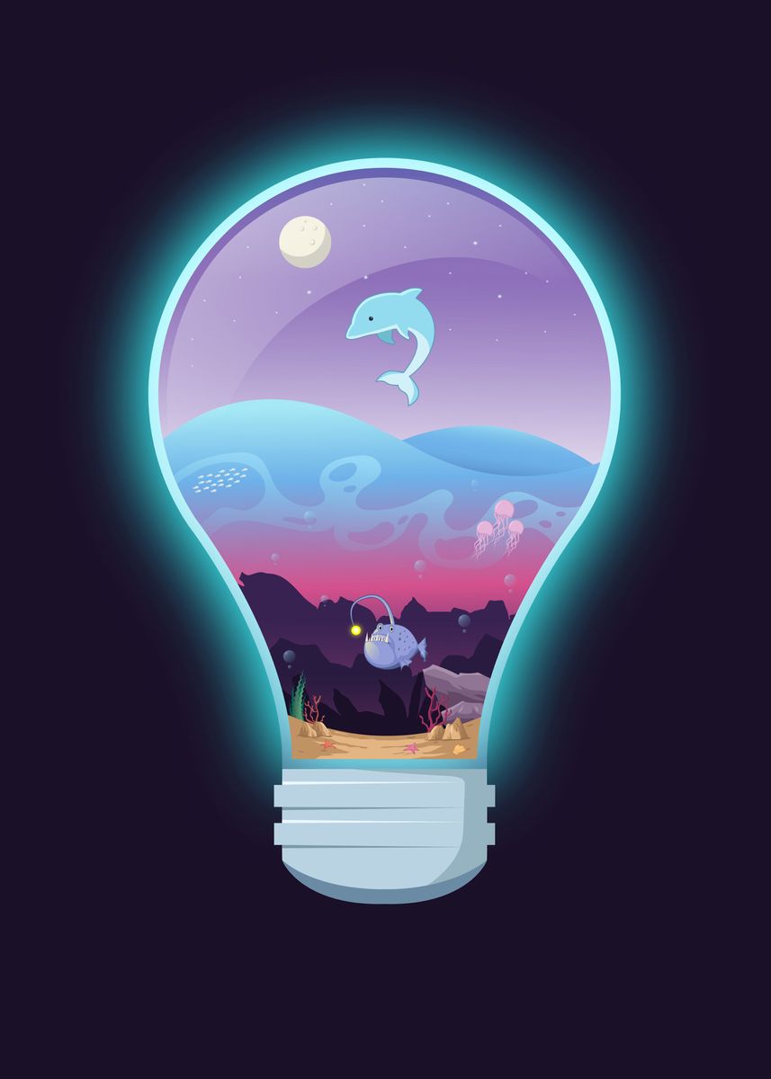 'sea lamp glass' Poster, picture, metal print, paint by Dhoni Chester ...