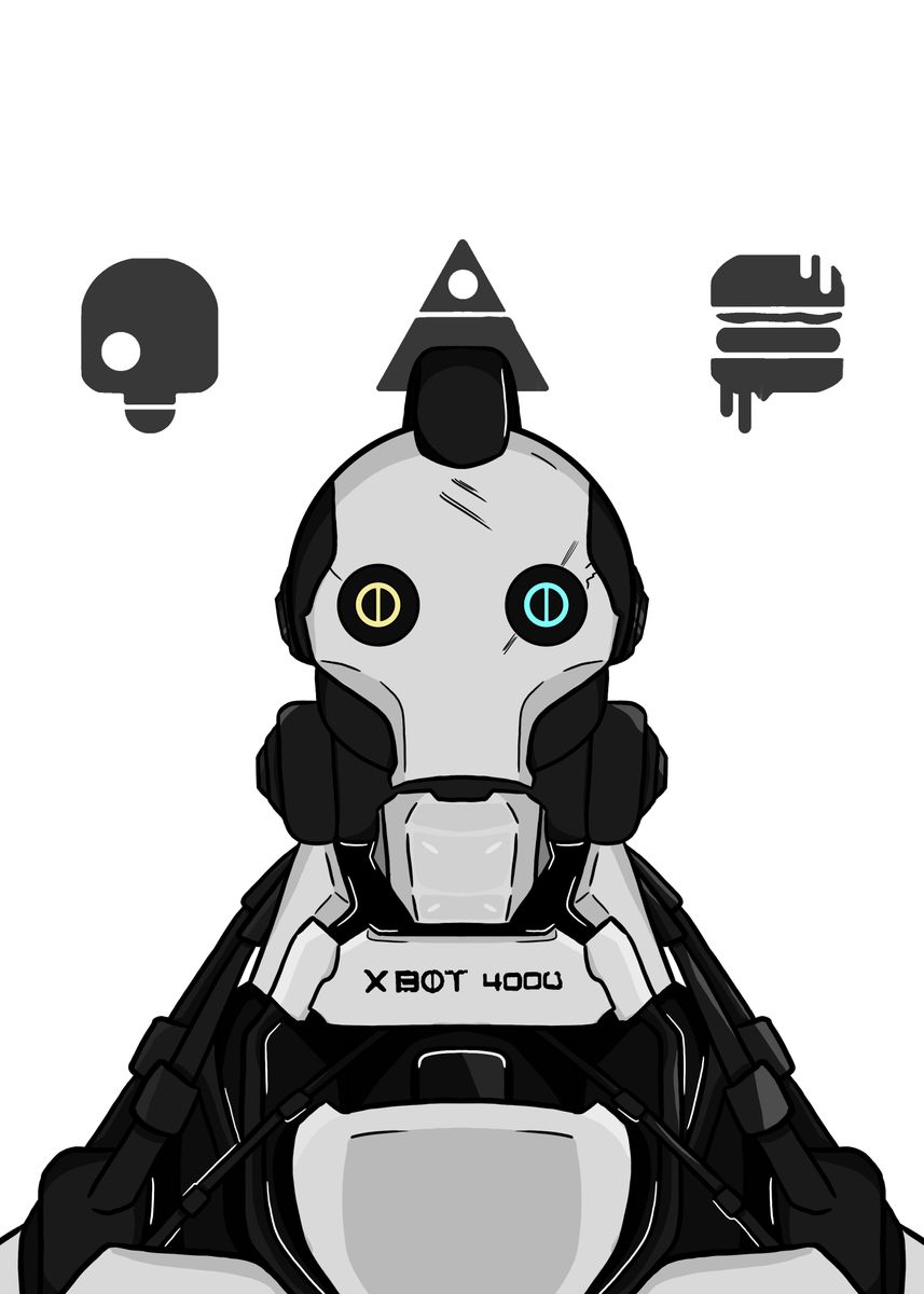 'X Bot 4000' Poster, picture, metal print, paint by Mohit Bora | Displate