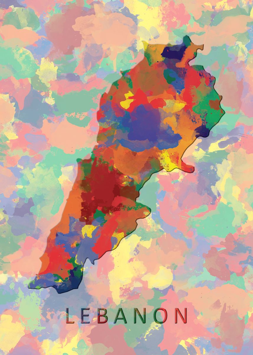 'Lebanon Outline Map' Poster, picture, metal print, paint by City Map ...