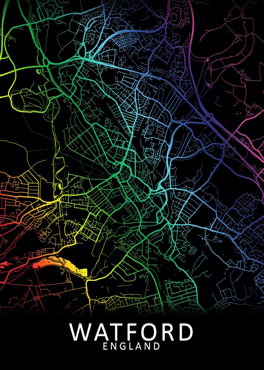 'Watford England' Poster by City Map Art Prints | Displate