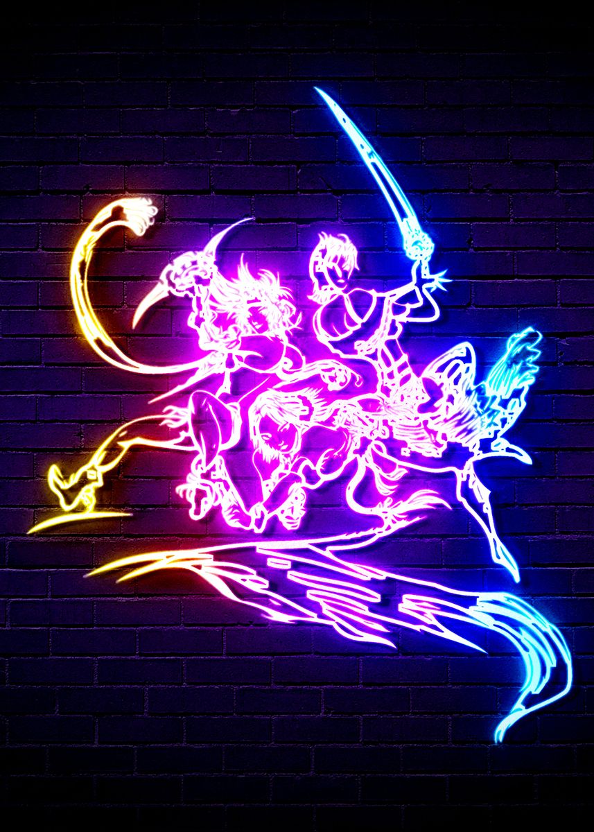 'Final Fantasy X 2 Neon' Poster, picture, metal print, paint by Ze Wiss ...