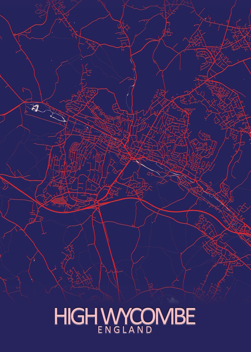 'High Wycombe England' Poster by City Map Art Prints | Displate