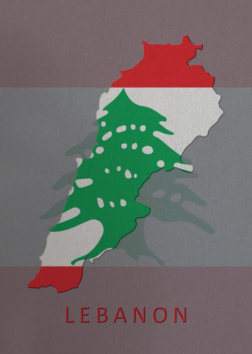 'Lebanon Flag Map' Poster by City Map Art Prints | Displate