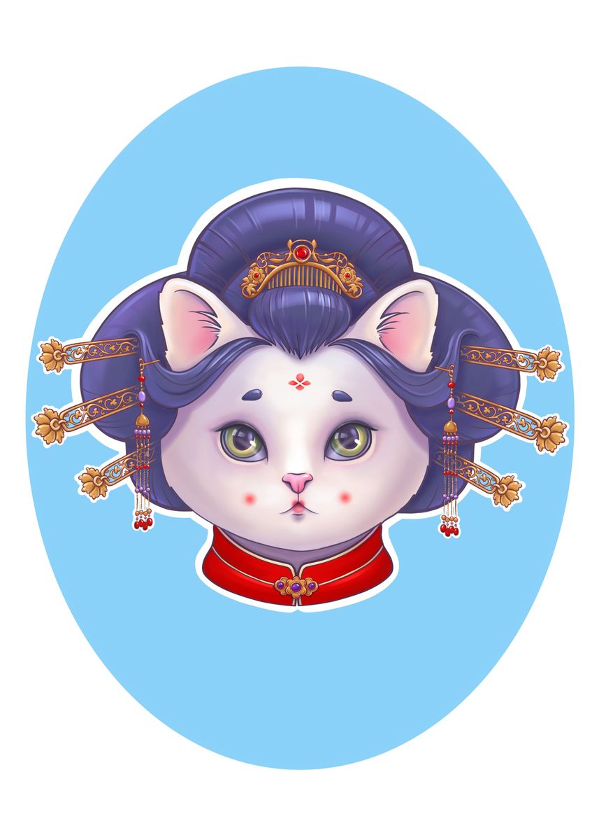 'Cute geisha cat ' Poster by Nataliia Zakharova | Displate