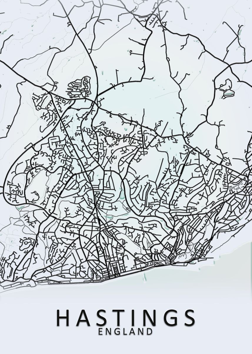 'Hastings England' Poster, picture, metal print, paint by City Map Art ...