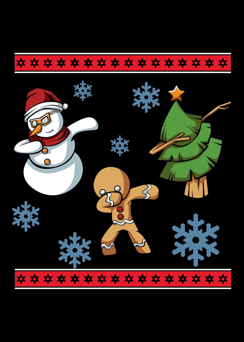 'Dabbing Snowman Christmas ' Poster, picture, metal print, paint by ...
