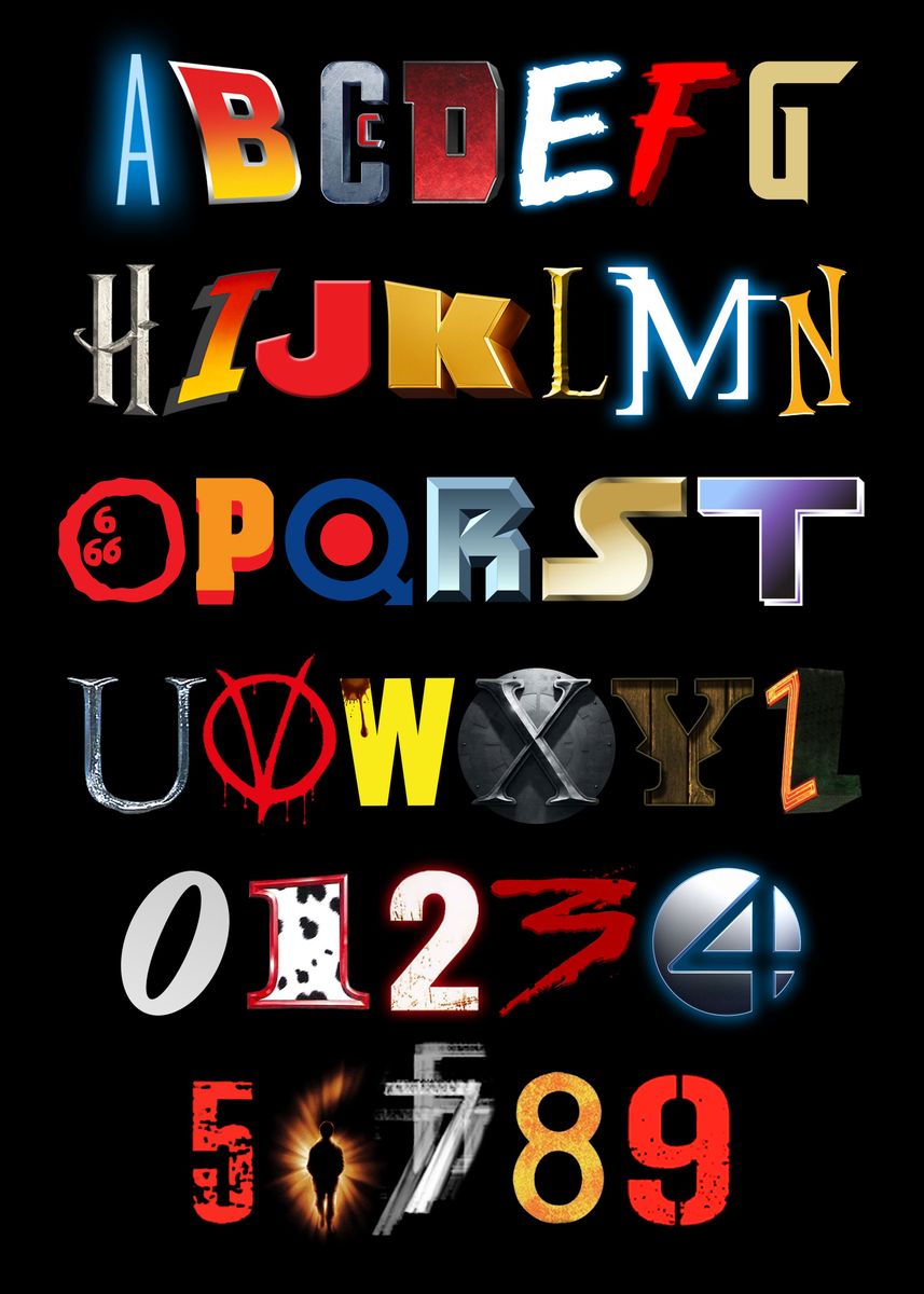 'Alphabet For Movie Buffs' Poster, picture, metal print, paint by ...