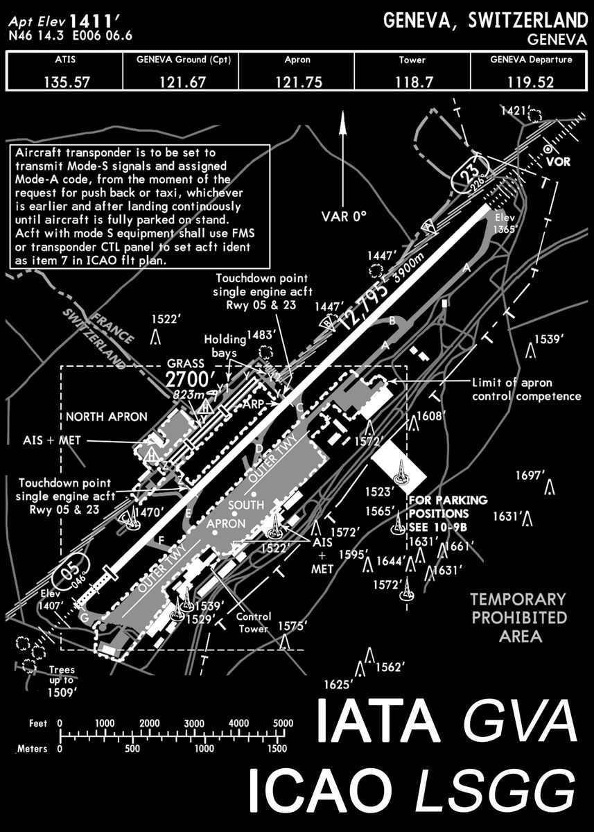 'Geneva Cointrin chart LSGG' Poster, picture, metal print, paint by ...