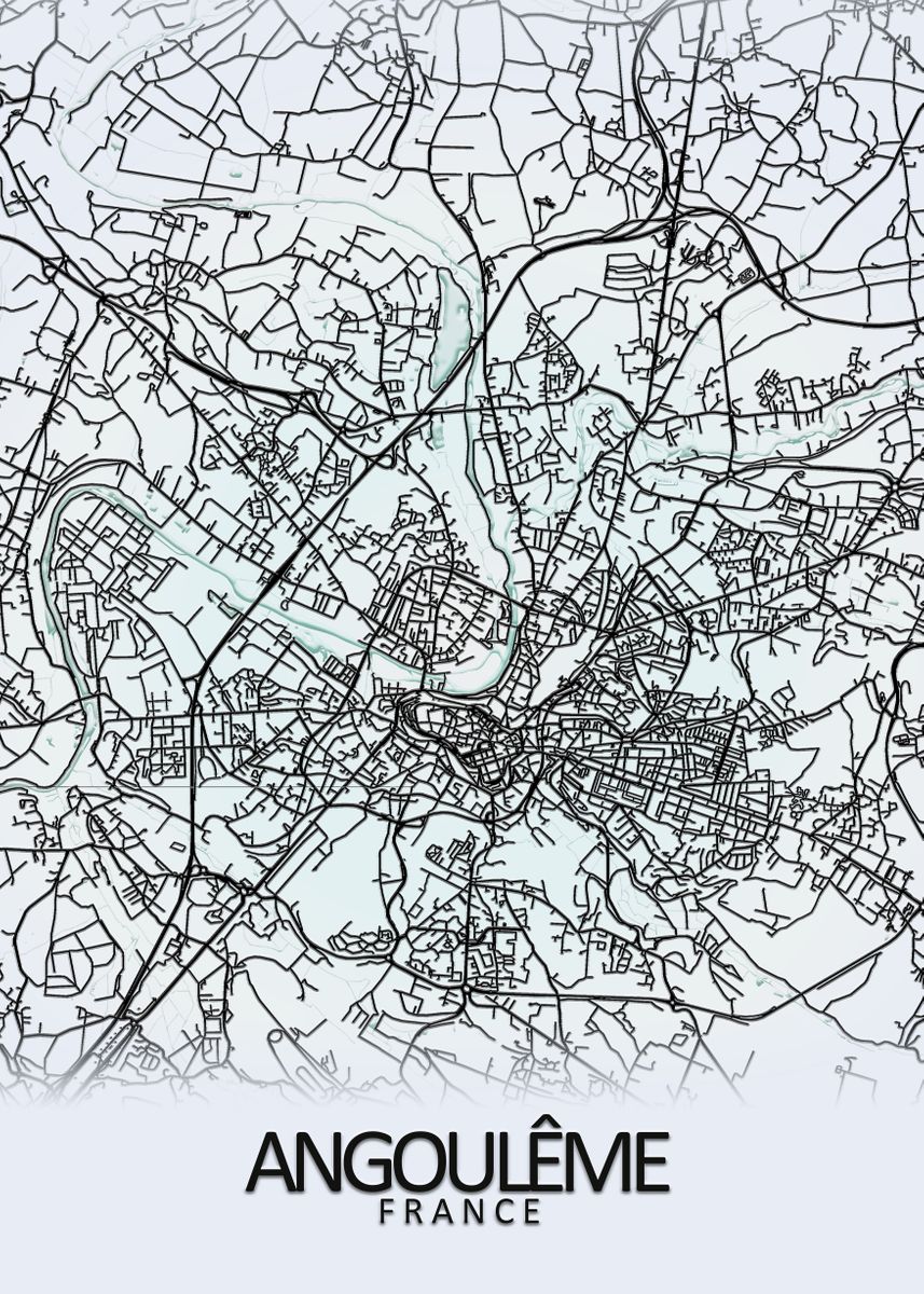 'Angouleme France' Poster, picture, metal print, paint by City Map Art ...