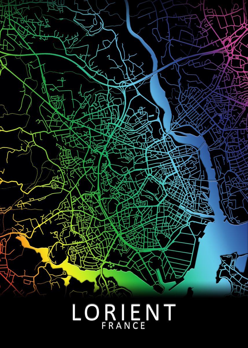 'Lorient France' Poster, picture, metal print, paint by City Map Art ...