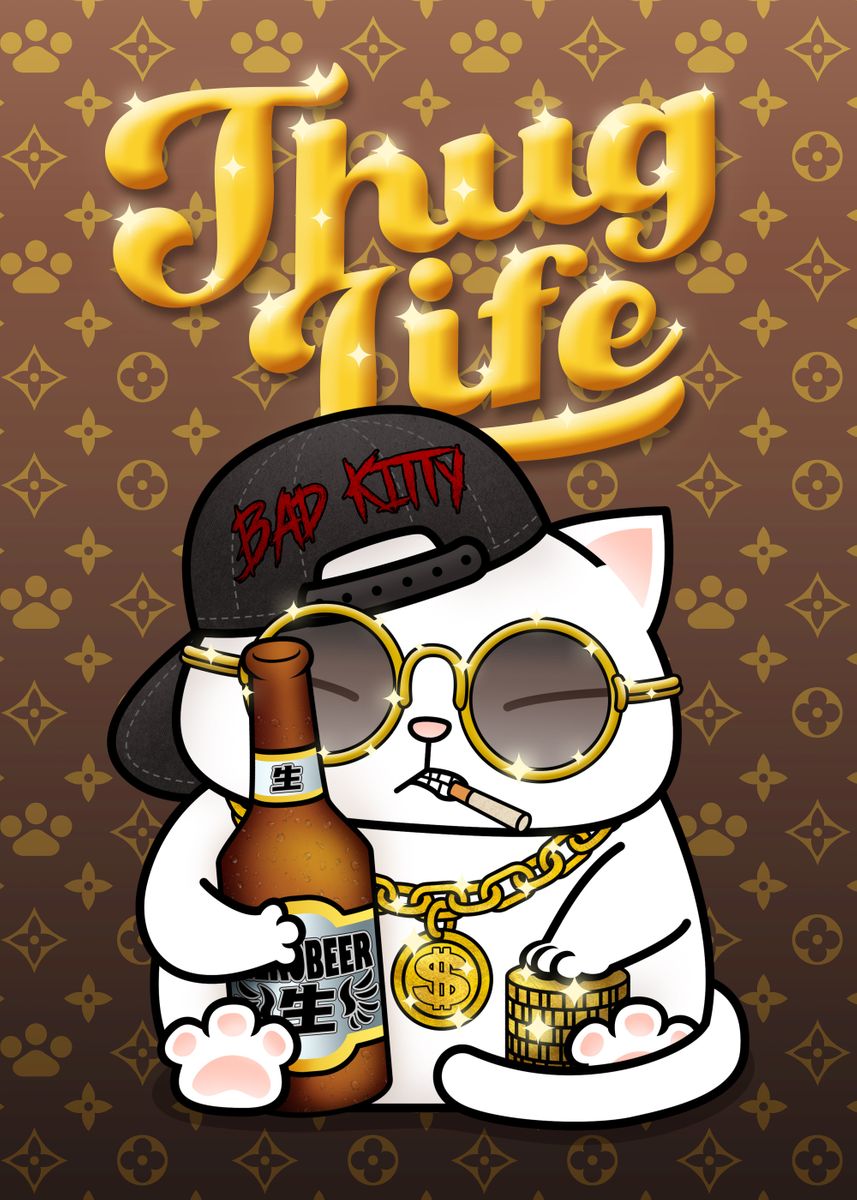 'Thug Life Chubby Cat ' Poster, picture, metal print, paint by Takeda ...