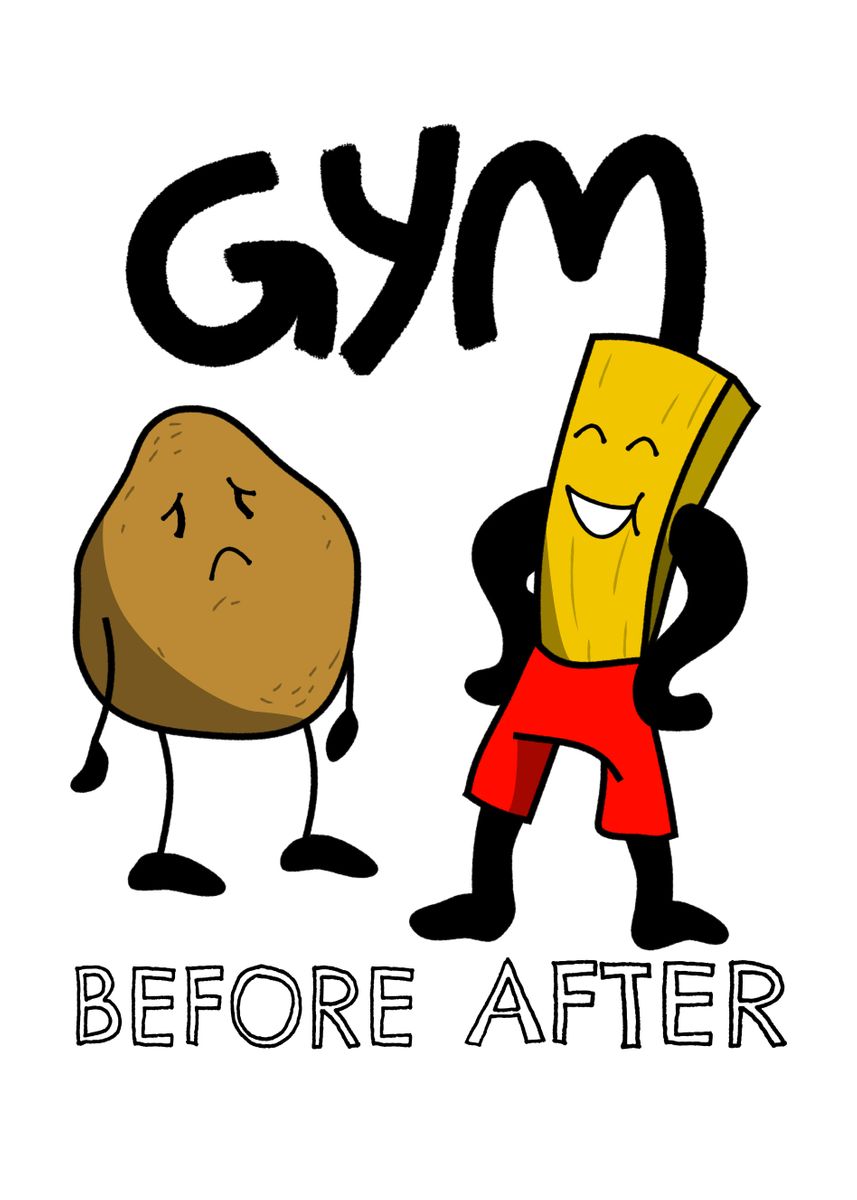 'Funny Gym Potatoes Fitness' Poster, picture, metal print, paint by ...