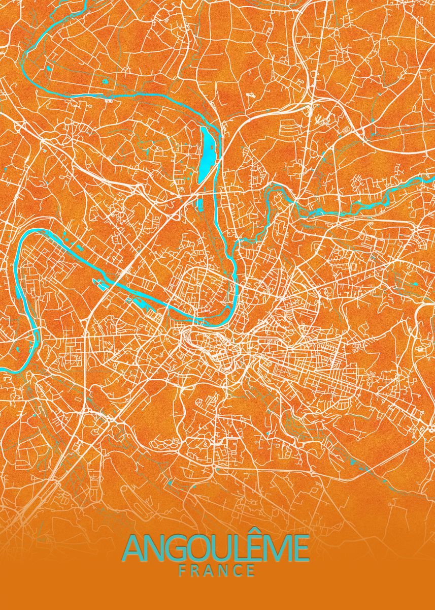 'Angouleme France' Poster, picture, metal print, paint by City Map Art ...
