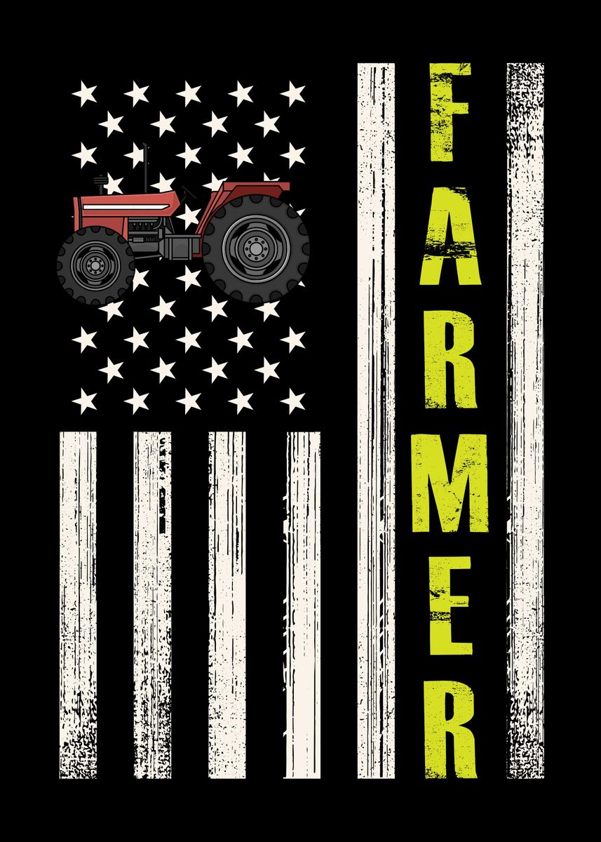 'Patriotic Farmer US Flag' Poster by Uwe Seibert | Displate