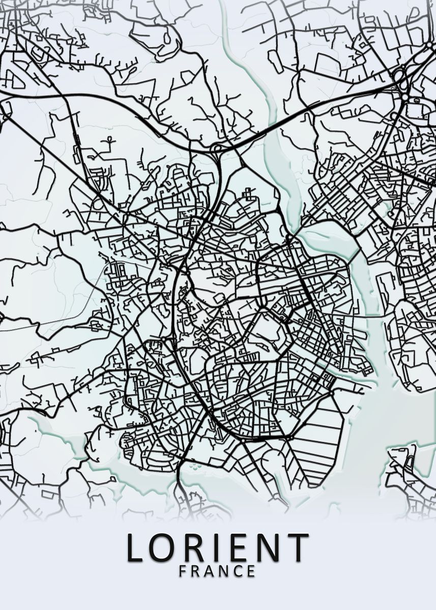 'Lorient France' Poster, picture, metal print, paint by City Map Art ...